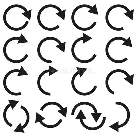 Arrow Rotation Icons Circular Arrows Various Directions Vector