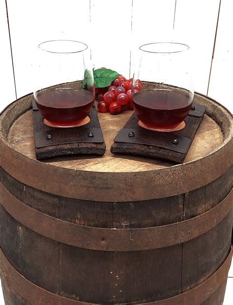 Rustic 2 Set Stemless Wine Glass Coasters