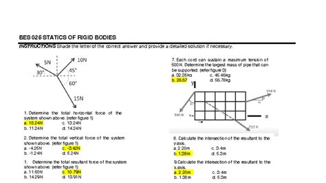 Problem Set Problem Set Instructions Shade The Letter Of The Correct Answer And Provide A