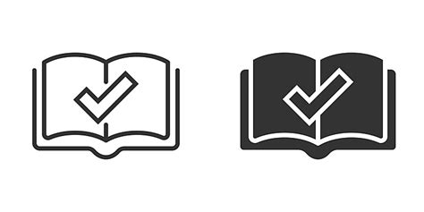 Flat Book Check Mark Icon On White Background Vector Badge Accept