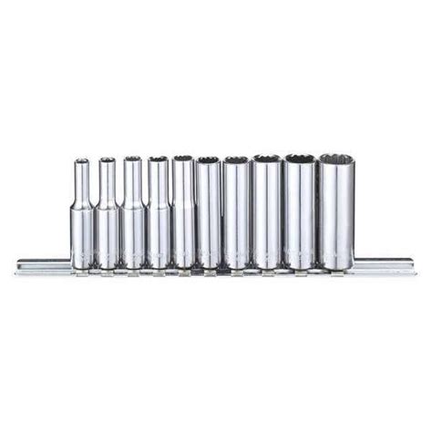 Westward 1 4 Socket Set Sae 10 Piece 5 32 In To 1 2 In Chrome 53pn28