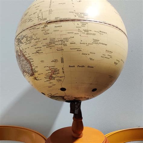 Decorative World Globe Raised Relief On Wooden Base 47 Cm High Globe