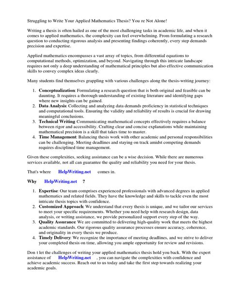 Applied Mathematics Thesis Topics Pdf Thesis Mathematics