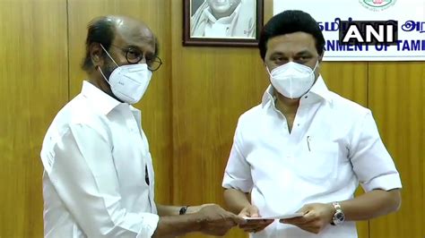 Rajinikanth Meets Mk Stalin Donates Rs 50 Lakh To Tamil Nadu Cm Relief