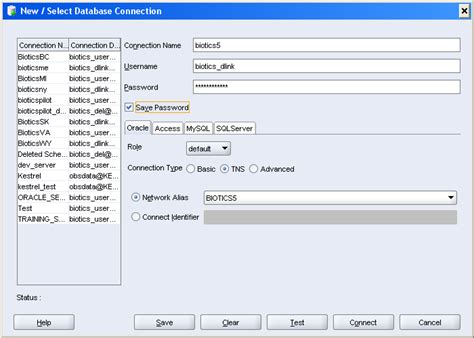 Connect To Biotics Database Within SQL Developer
