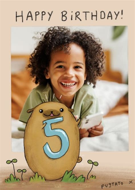 Felt Studios Cute Illustrated Pugtato Birthday Card Moonpig