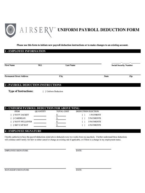 Uniform Deduction Form Fill Out And Sign Online Dochub