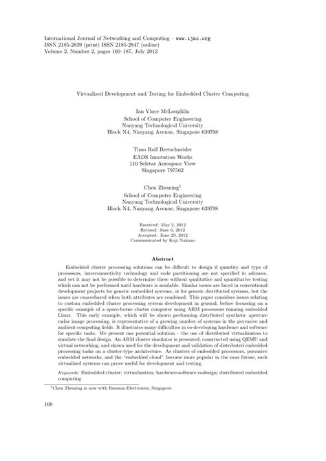 pdf virtualized development and testing for embedded cluster computing