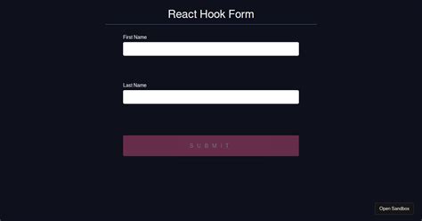 React Hook Form Codesandbox