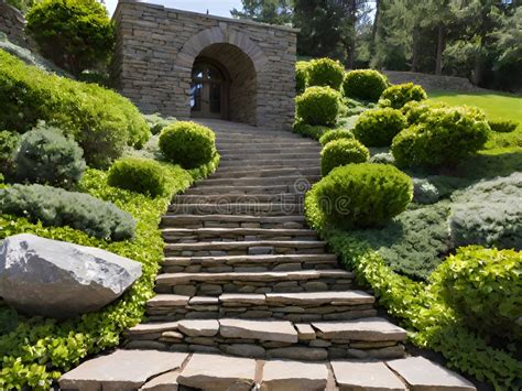 Steps And Stairs In The Garden Stock Illustration Illustration Of