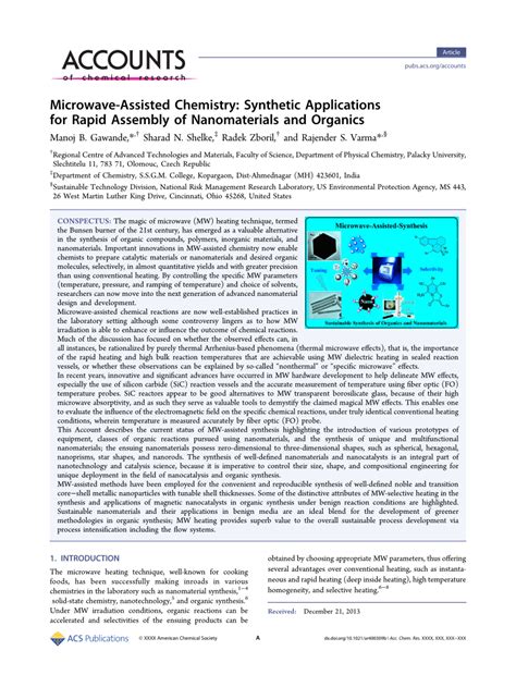 Pdf Microwave Assisted Chemistry Synthetic Applications For Rapid