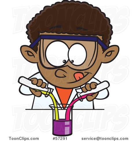 Cartoon Black School Boy Mixing Chemicals In Science Class 57291 By
