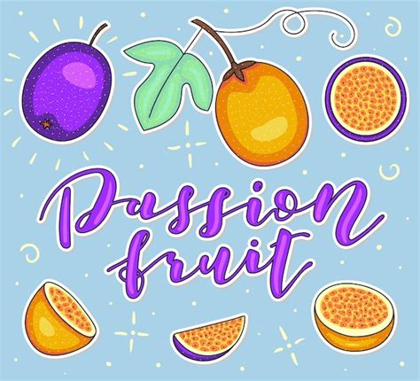 Premium Vector Passion Fruit Whole And Pieces Vector Stock