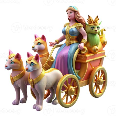 Beautiful Artistic Dramatic Vintage Freyja Riding Her Chariot Pulled By