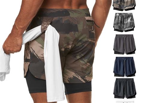 Mens 2 In 1 Quick Drying Breathable Shorts With Tights