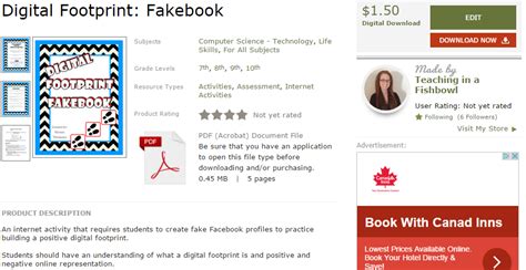 Digital Footprint Fakebook Assignment Teaching In A Fishbowl