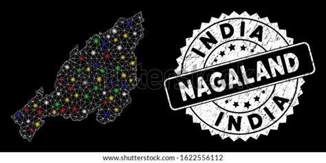 Bright Mesh Nagaland State Map Lightspot Stock Vector Royalty Free