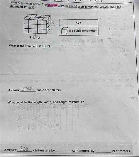 Solved Prism X Is Shown Below The Volume Of Prism Y Is 10 Cubic