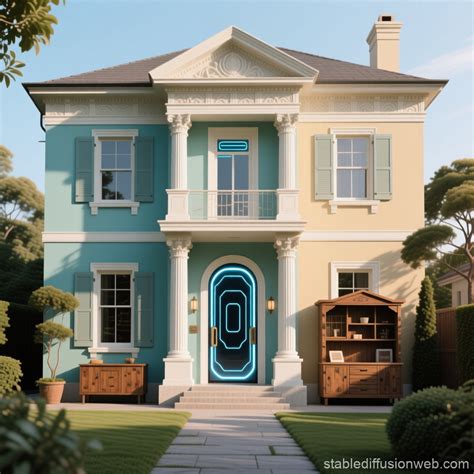 Generate A House In Classical Means Athestics Wall Colors Futuristic
