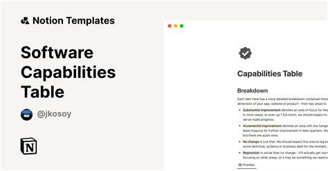 Software Capabilities Table Template Notion Marketplace
