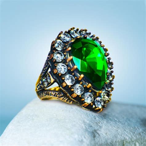 Premium Photo Close Up Of Green Ring On Stone
