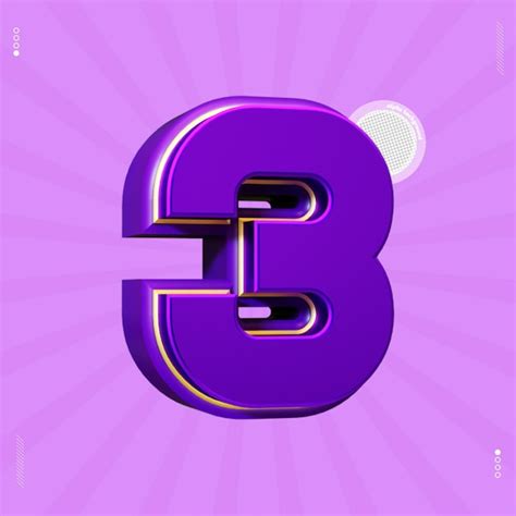 Premium Psd 3d Render Number 3 Font Purple