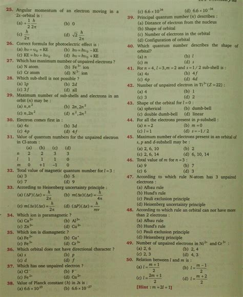 Atomic Structures MCQs All About Chemistry