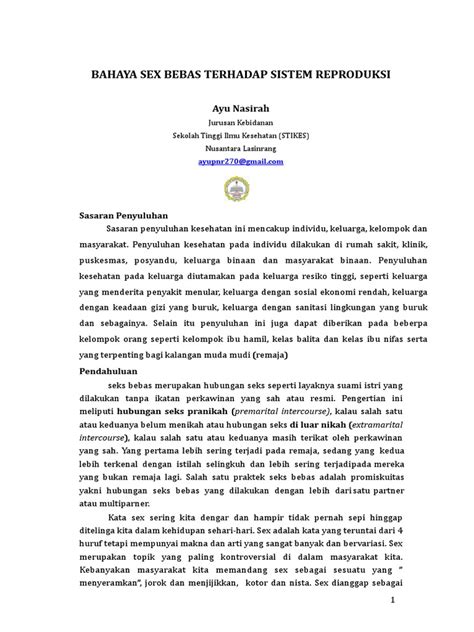 Tugas Final Ayu Nasirah Bahaya Sex Bebas Terjadap Sistem Reproduksi Pdf