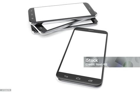 현대 스마트 전화입니다 흰색 화면 이랑 흰색 배경 3d 그림에 고립에 대 한 더미에 대한 스톡 사진 및 기타 이미지 더미 휴대전화 산더미 Istock