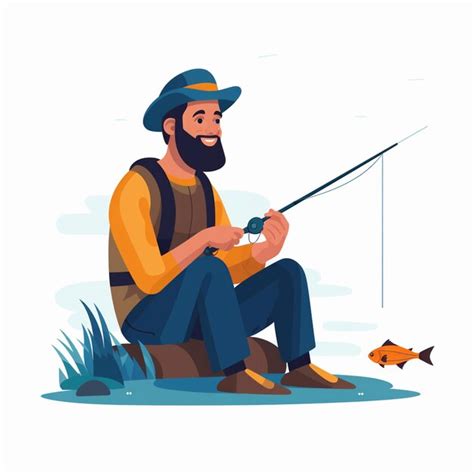 Pêcheur Pêche Vecteur Illustration De Leau Poisson Bateau De Mer