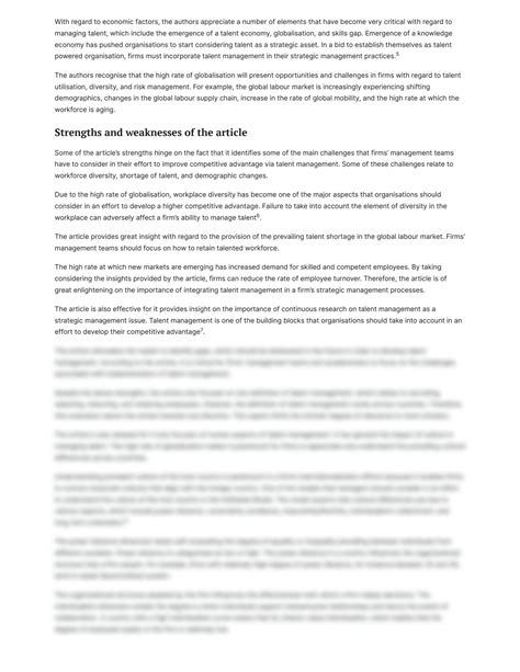 Solution Human Resource Management Journal Article Critical Analysis