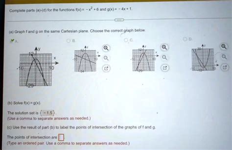 solved complete parts a d for the functions i x 6 and g x 4x
