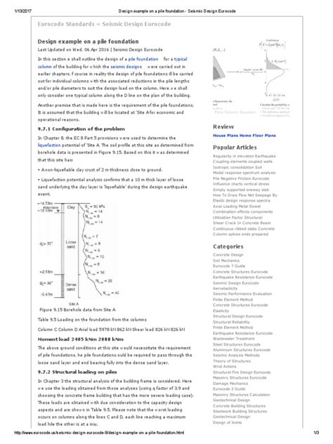 Design Example On A Pile Foundation For Seismic Eurocode Standards Pdf Deep Foundation