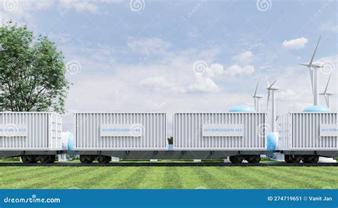 Hydrogen Energy Delivery By Container Train Stock Illustration