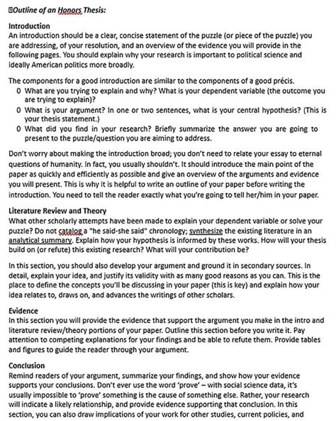 Academic Thesis Outline Templates Room