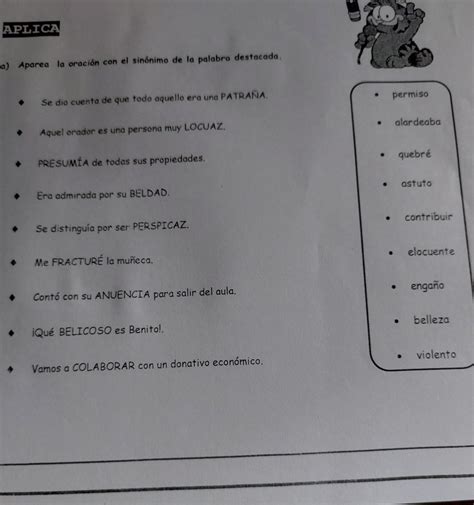 Une La Oraci N Con El Sin Nimo De La Palabra Destacada Brainly Lat