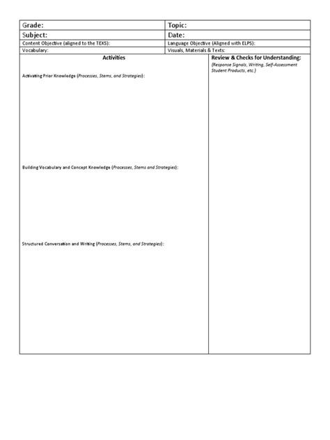 Elps Lesson Plan Pdf Language Arts And Discipline