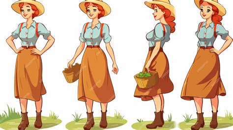 Retro Comic Book Style Cartoon Farmer Girl Character Illustration Premium Ai Generated Vector