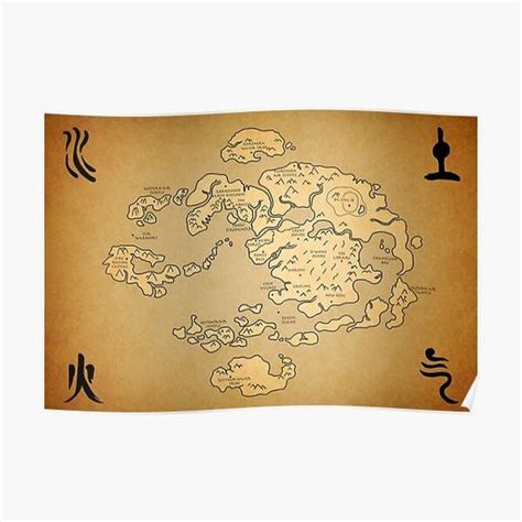 Avatar Last Airbender World Map Premium Matte Vertical Poster Designed