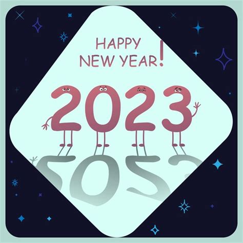 새해 인사말 포스트 갱 만화 편지 벡터 인사말 카드 빈티지 배경 2023 프리미엄 벡터