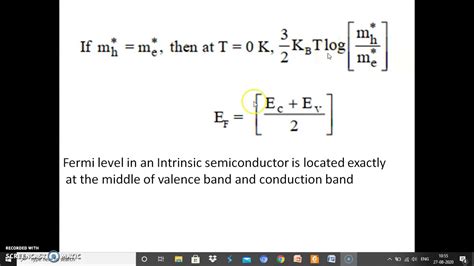 Fermi Level In An Intrinsic Semiconductor And Extrinsic Semiconductors