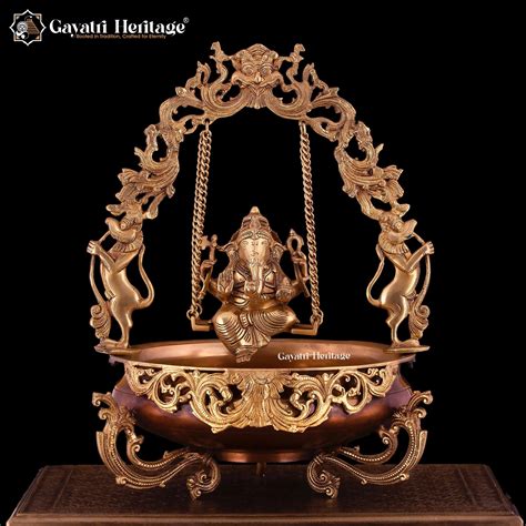Brass Ganesh Swing Urli With Arch Traditional Craftsmanship Gayatr