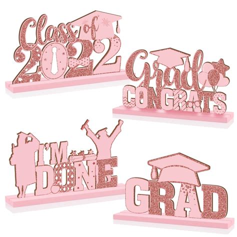 Buy 4 Pieces Class Of 2022 Graduation Party Decorations Wooden 2022