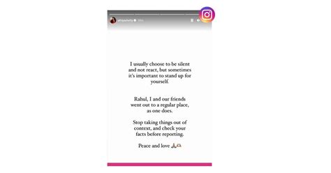 Stop Taking Things Out Of Context Athiya Shetty Posts Strongly Worded