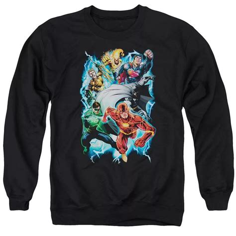 Justice League Of America Electric Team Adult Crewneck Sweatshirt
