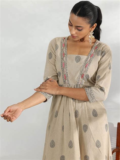 Buy Libas Beige And Black Ethnic Motifs Printed Pleated Sequinned A