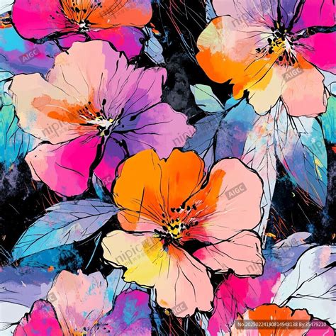 Ai创作图数码印花图案手绘花卉 花数码印花 数码印花手绘花卉图案 服装数码印花花卉素材 现代花满版花印花绣花 抽象花卉绚丽色彩 花卉图案数码印花 数码印花花卉 数码印花手绘花 水彩花效果面料