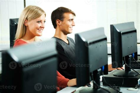 Babes Learning In A Computer Lab Stock Photo At Vecteezy