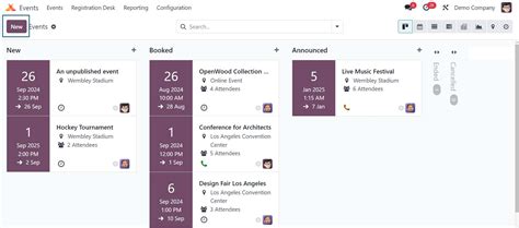 how to configure an event in the odoo events app numla