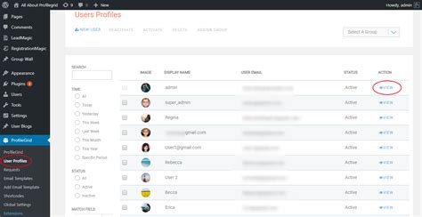 User Profiles Backend Profilegrid